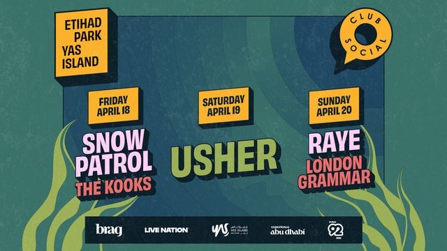 Club Social - Usher in Etihad Park, Yas Drive, Abu Dhabi 19/04/2025 ...