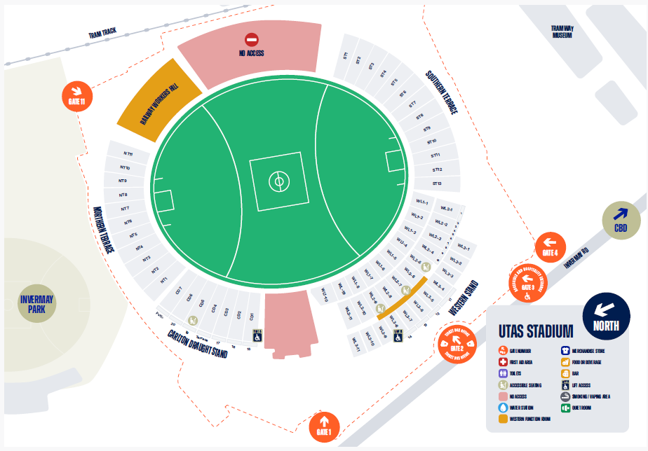 University of Tasmania Stadium, Launceston | Events & Tickets | Map ...